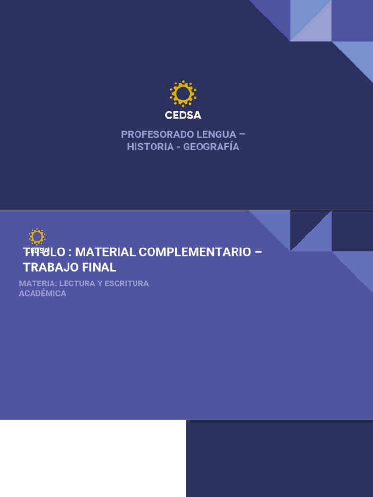 MATERIAL COMPLEMENTARIO - TRABAJO FINAL - 2022 - LECTURA Y ESCRITURA ACADÉMICA-comprimido | PDF ...