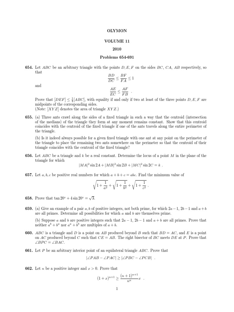 Olymon2010 Mathematical Olympiads Correspondence Program | PDF ...
