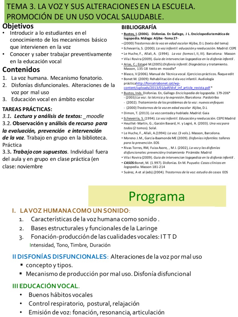 Tema 3 Educacion Vocal 20-21rr | PDF | Laringe | Sonido