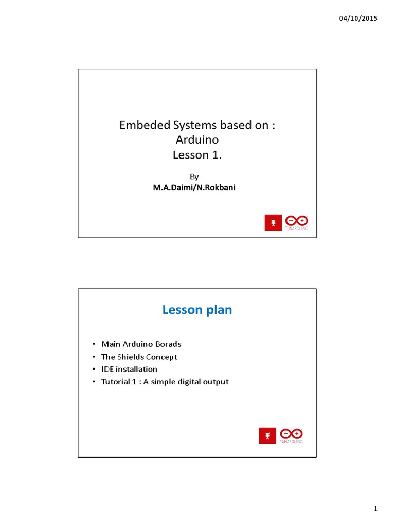 Embeded Arduino Lesson1 Pdf Arduino Computing