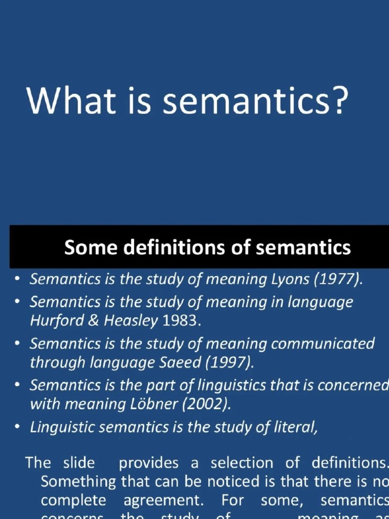 Meaning in Semantics | PDF
