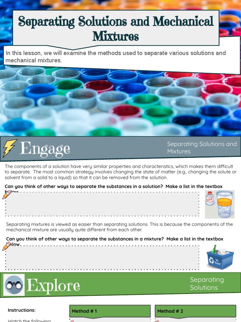 Separating Solutions and Mechanical Mixtures | PDF