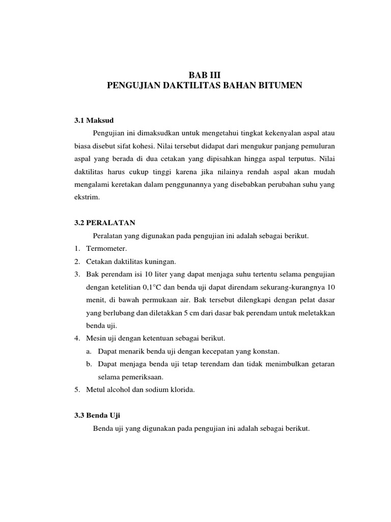 Uji Daktilitas Aspal | PDF