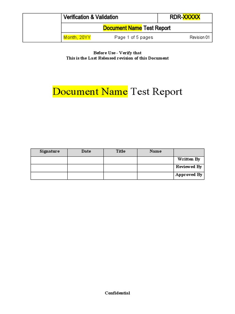RDR-XXXXX Test Report Temp | PDF | Verification And Validation | Computing