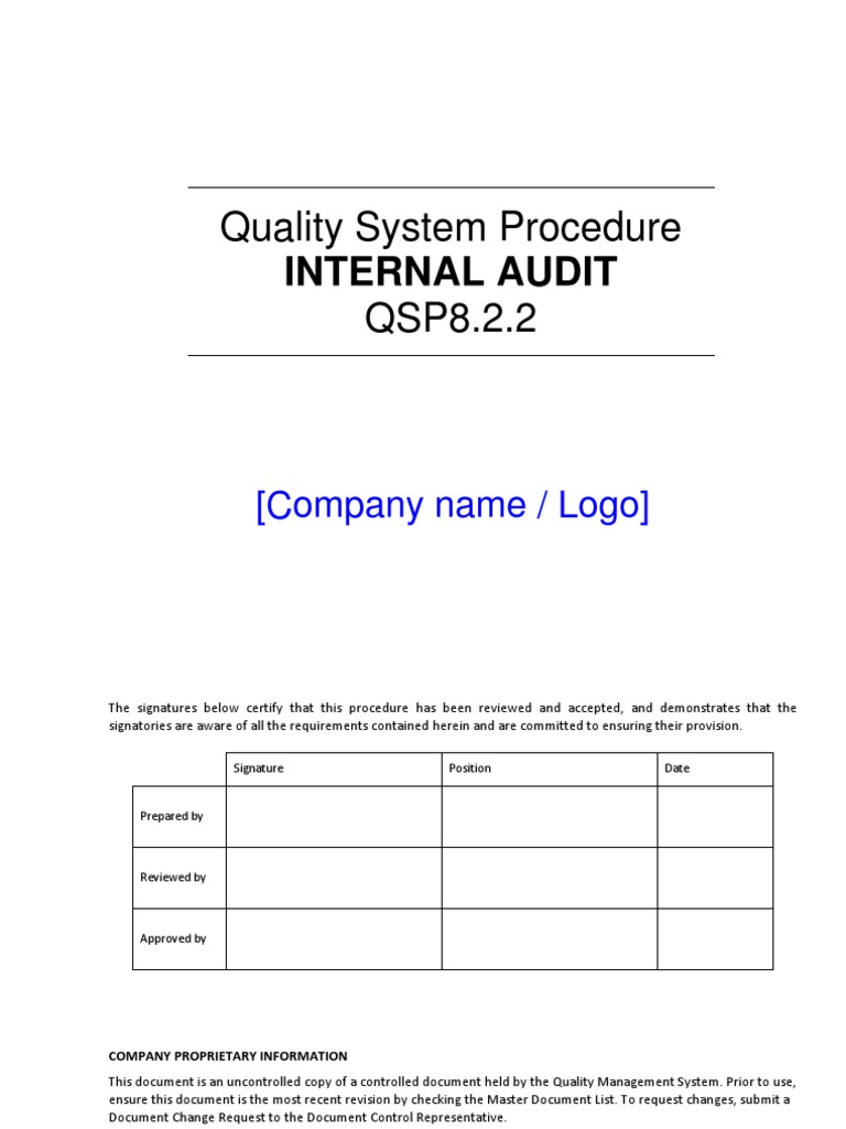 Internal Audit Procedure Example | PDF | Iso 9000 | Internal Audit