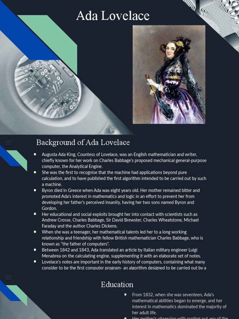 Ada Lovelace: Pioneer of Computing | PDF | Science