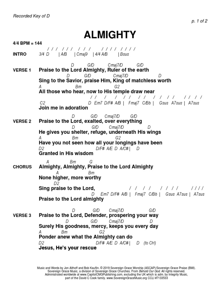 Almighty Bog Rec - D Chart | PDF
