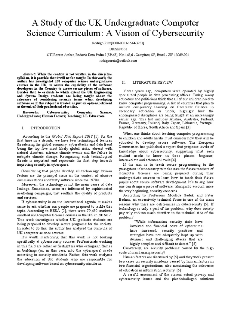 Ruiz (2019) A Study of theUK Undergraduate Computer Science Curriculum ...