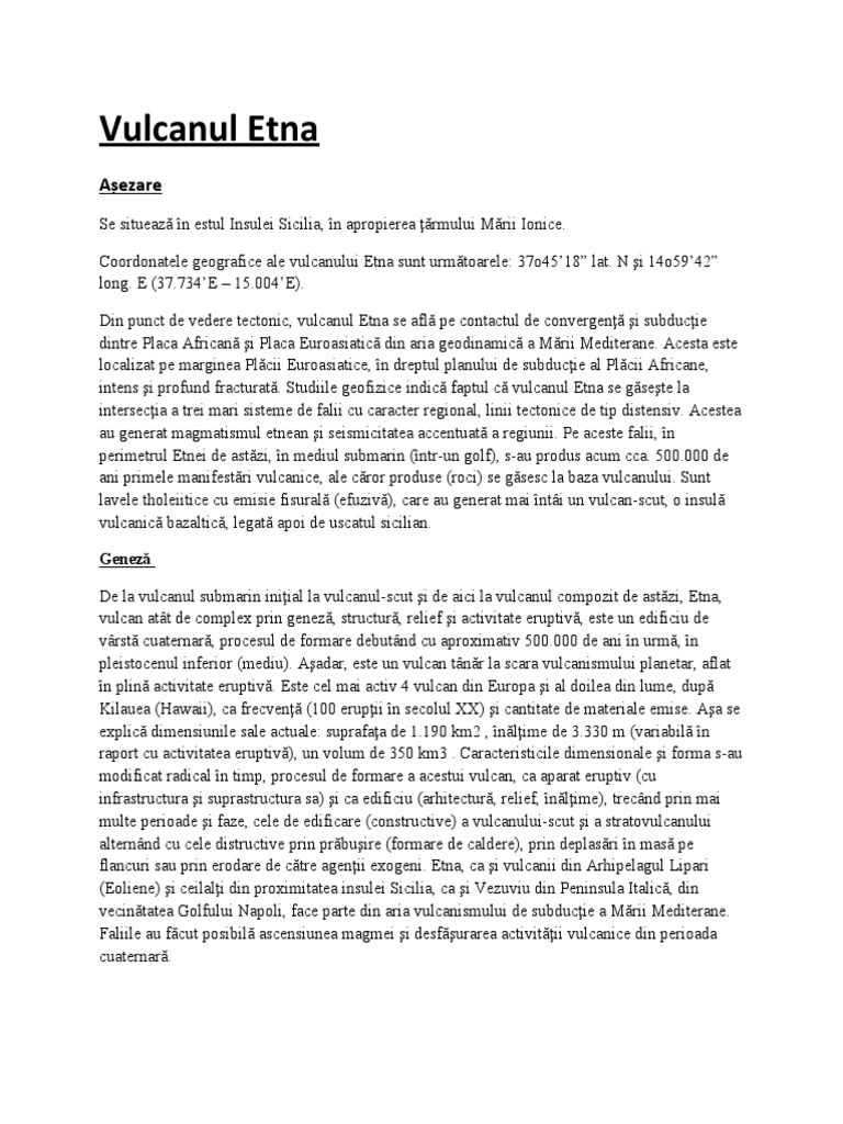 Vulcanul Etna | PDF