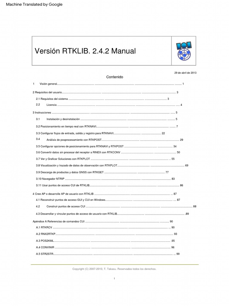 Manual 2.4.2 Rtklib ESPAÑOL | PDF | Protocolo de Control de Transmisión | Sistema de ...