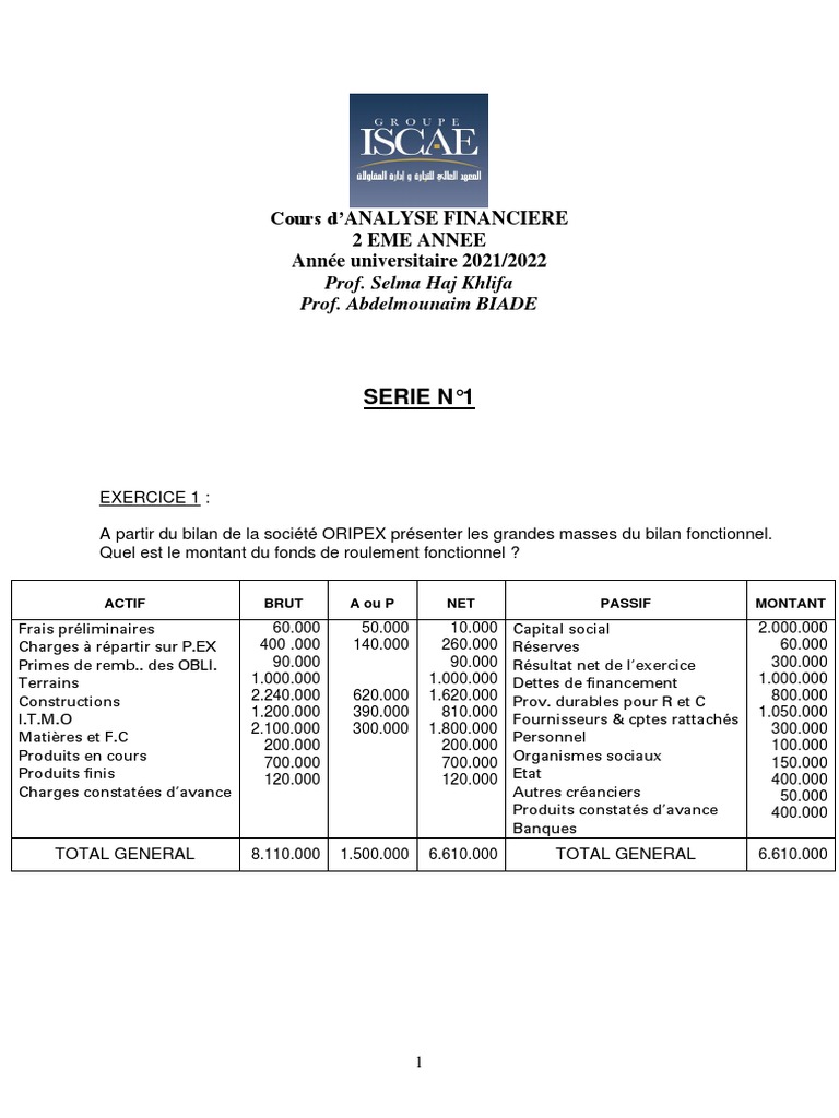 Analyse financière de la société Oripex | PDF | Bilan comptable | Banques