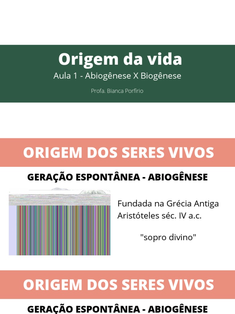 Aula 1 - Abiogênese X Biogênese | Download grátis PDF | Abiogênese ...