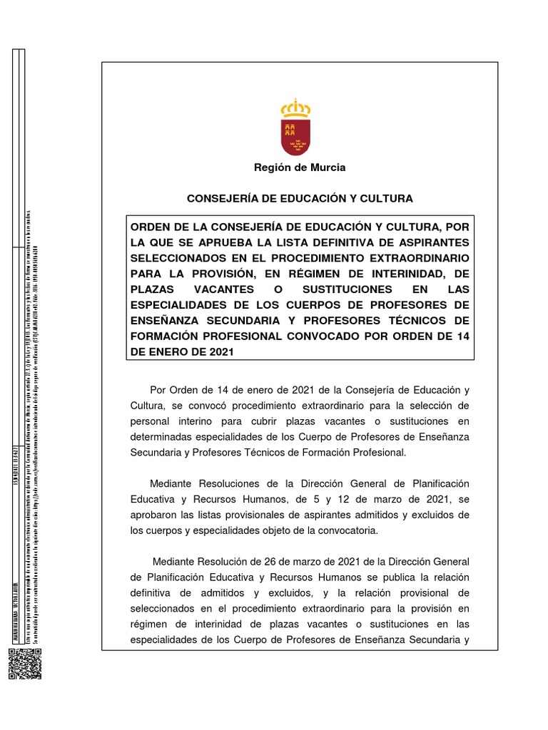 0 Orden Sel Def-ext-Interinos (COPIA) | PDF | Desarrollo profesional