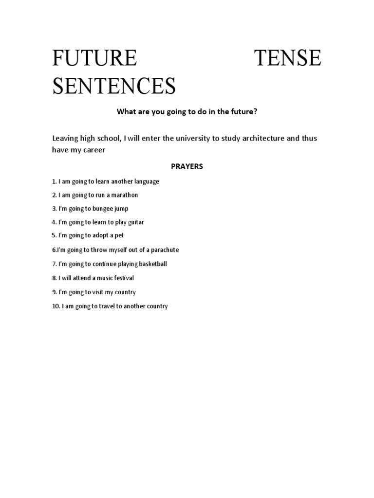 Future Tense Sentences | PDF | Art