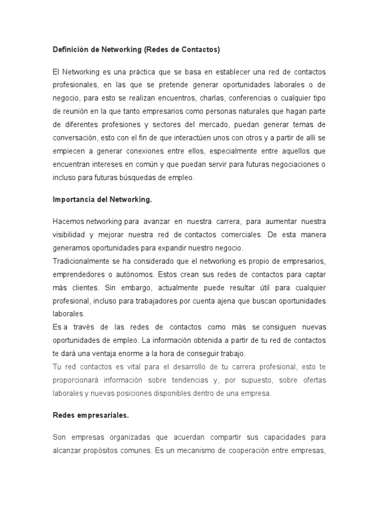 Definición de Networking | PDF | Business | Economias