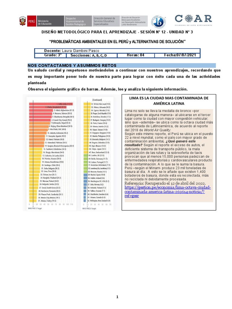 Dmpa 12 - 3ero - CCSS - Iii Unidad | PDF | La contaminación del agua | Agua