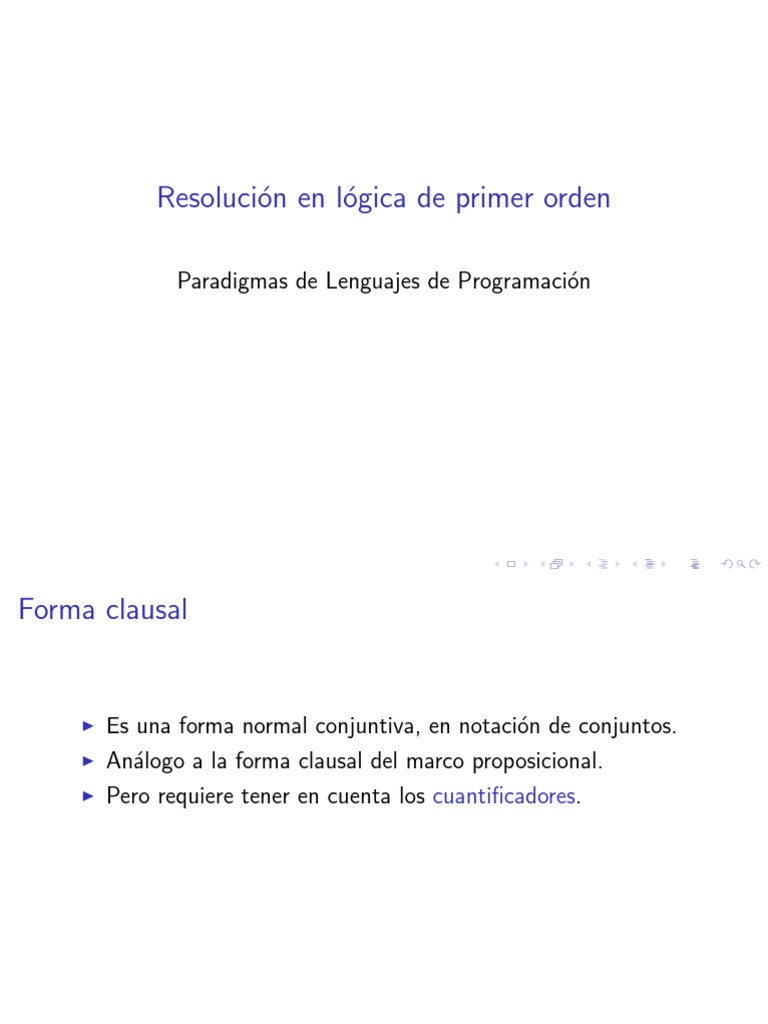 Lógica de Primer Orden: Forma Clausal y Skolem | PDF | Matemáticas De ...