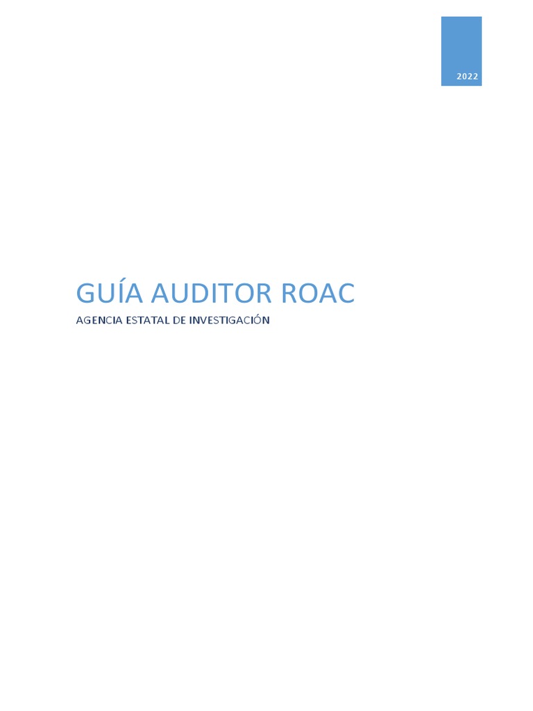 Guía Auditor ROAC - 2022 - 0 | PDF | Contralor | Otorgar dinero)