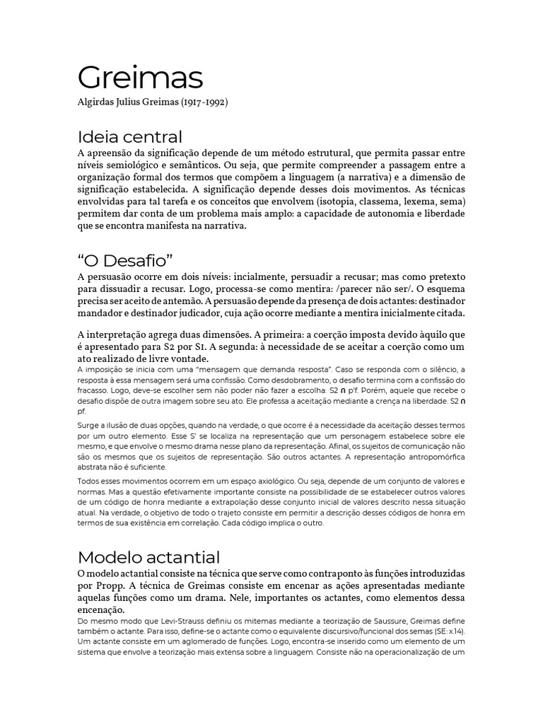 Greimas | PDF | Semiótica | Science