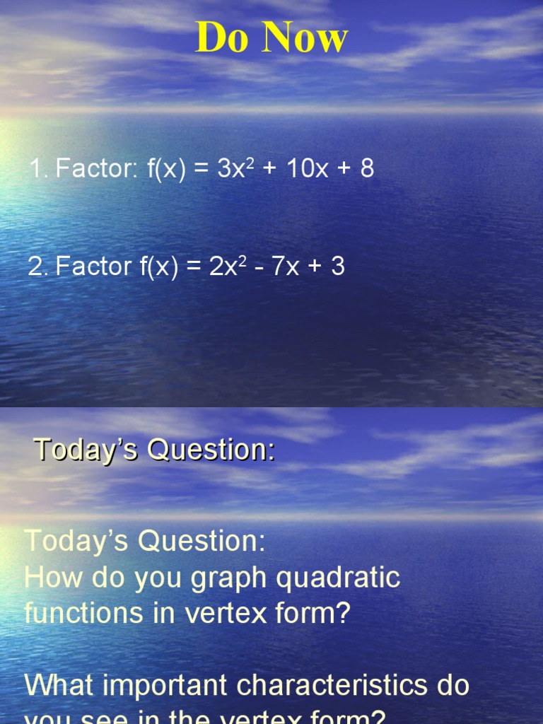 Vertex Form Quad Pdf Quadratic Equation Elementary Mathematics