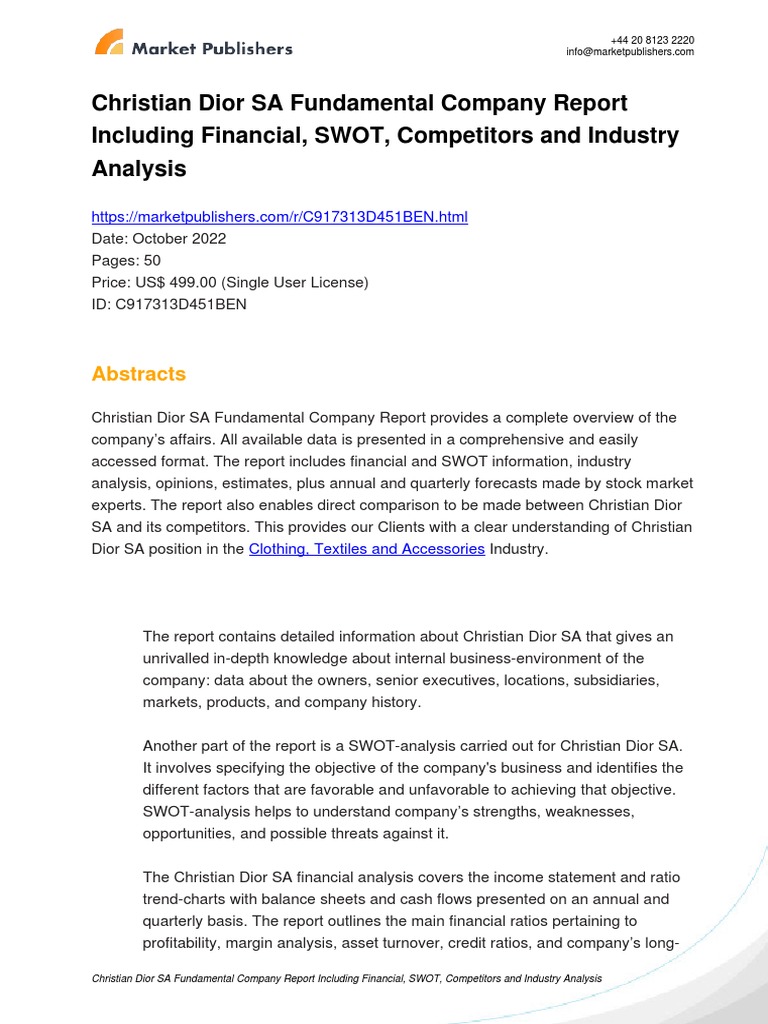 Christian Dior Sa Swot Analysis Bac | PDF