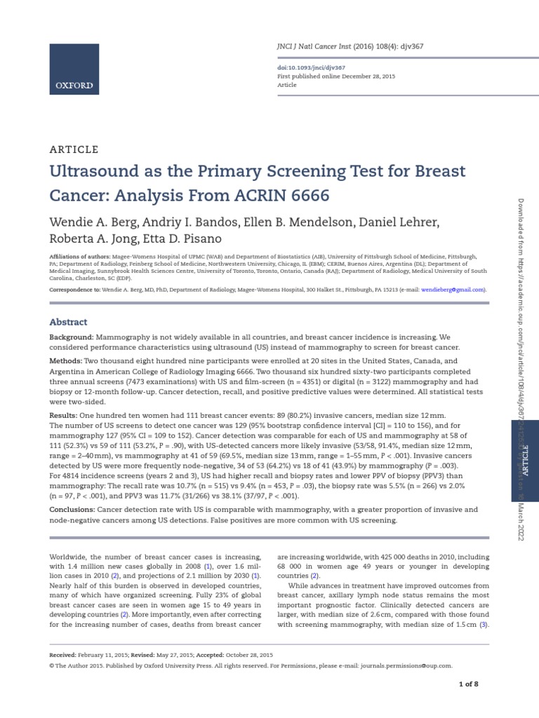 Breast CA Screening | PDF | Mammography | Breast Cancer