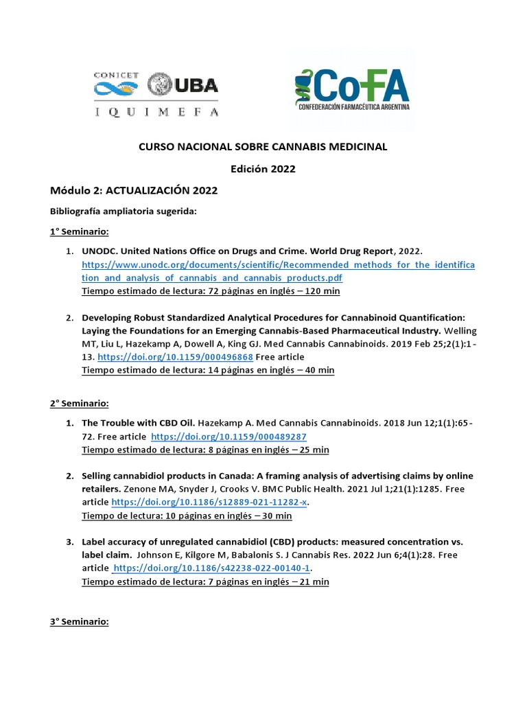 2022 - CURSO NACIONAL DE CANNABIS MEDICINAL - MODULO 2 Biblio | PDF ...