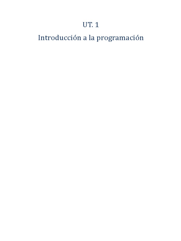 UT1-Introducción A La Programación. | PDF