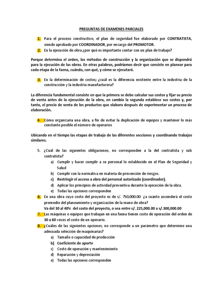 Preguntas de Examenes Parciales | PDF