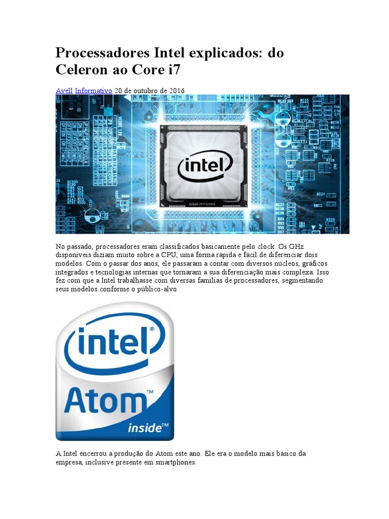 Processadores Intel Explicados | PDF | Microprocessador | Kernel (sistema operacional)