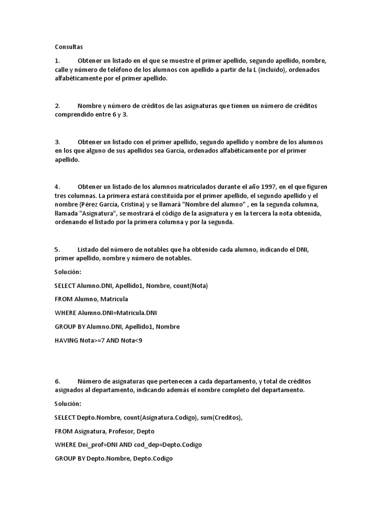 Ejemplos de Consultas 33 | PDF