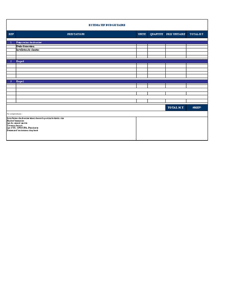 Estimatif Budgétaire | PDF | Génie du bâtiment | Secteurs de l'économie