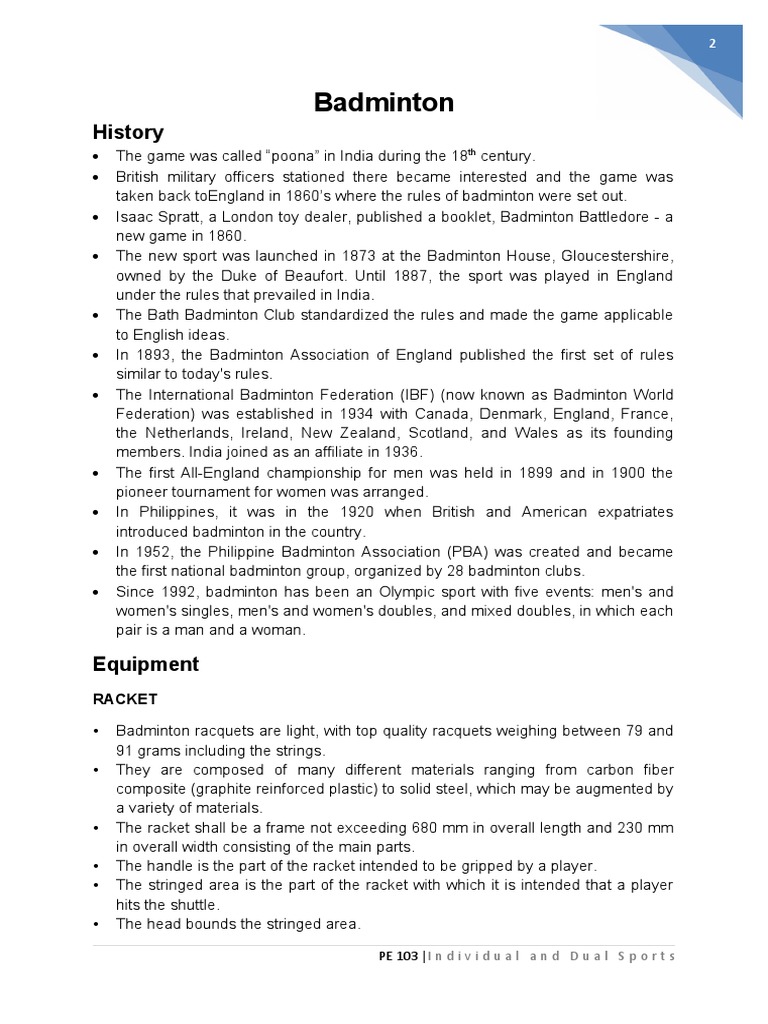 Badminton Handout | PDF | Referee | Sports