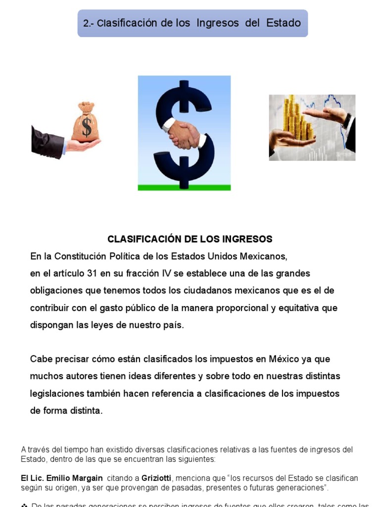 3 Clasificacion de Los Ingresos Del Estado | PDF | Impuestos | Moneda