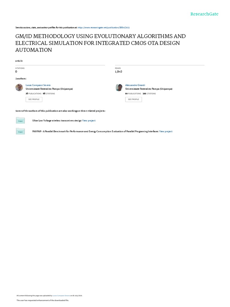 Gmid Methodology Using Evolutionary Algorithms and | PDF | Amplifier ... Gmid Methodology Using Evolutionary Algorithms and | PDF | Amplifier ...