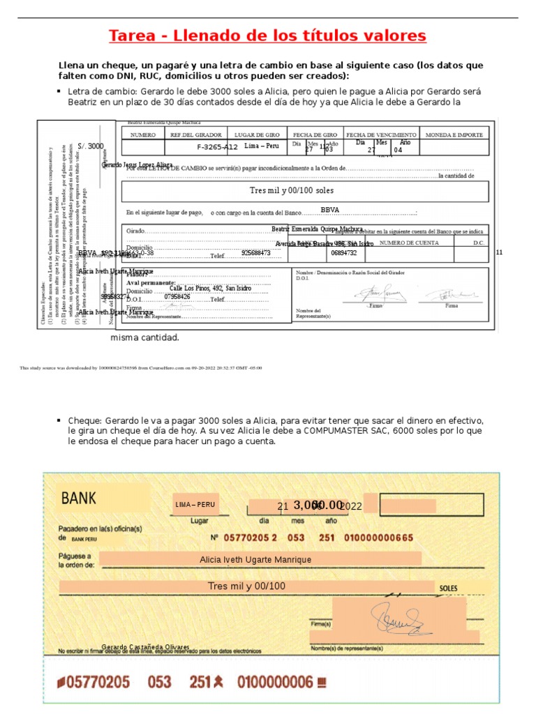 Tarea Llenado de Los T Tulos Valores | PDF | Dinero | Deuda