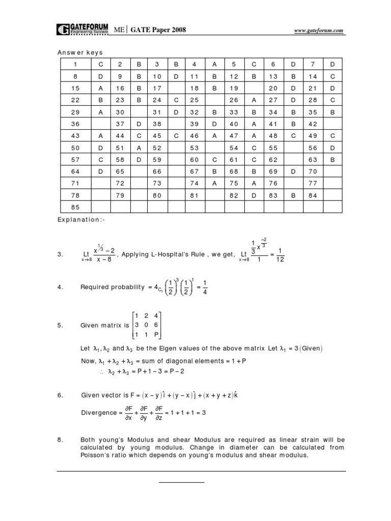 Gate Paper 2008 | PDF