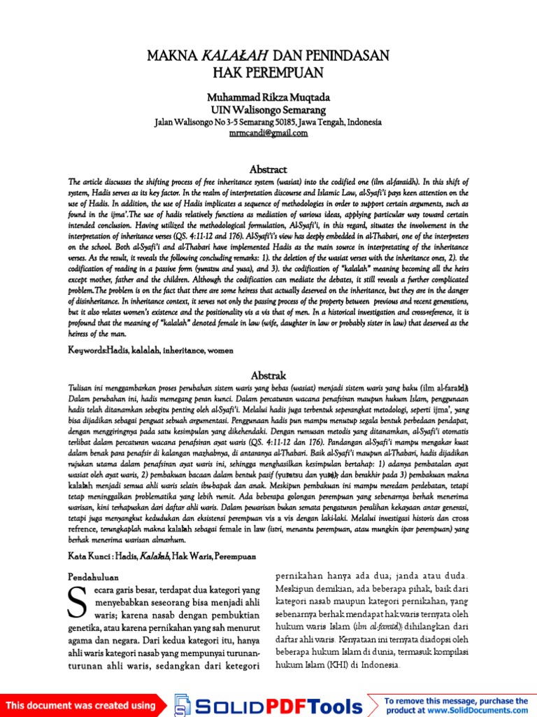 Makna Kalalah dan Hak Perempuan | PDF | Hadith | Abrahamic Religions