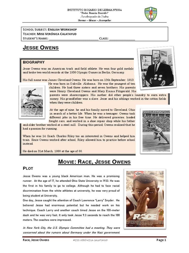 Movie - Race, Jesse Owens | PDF