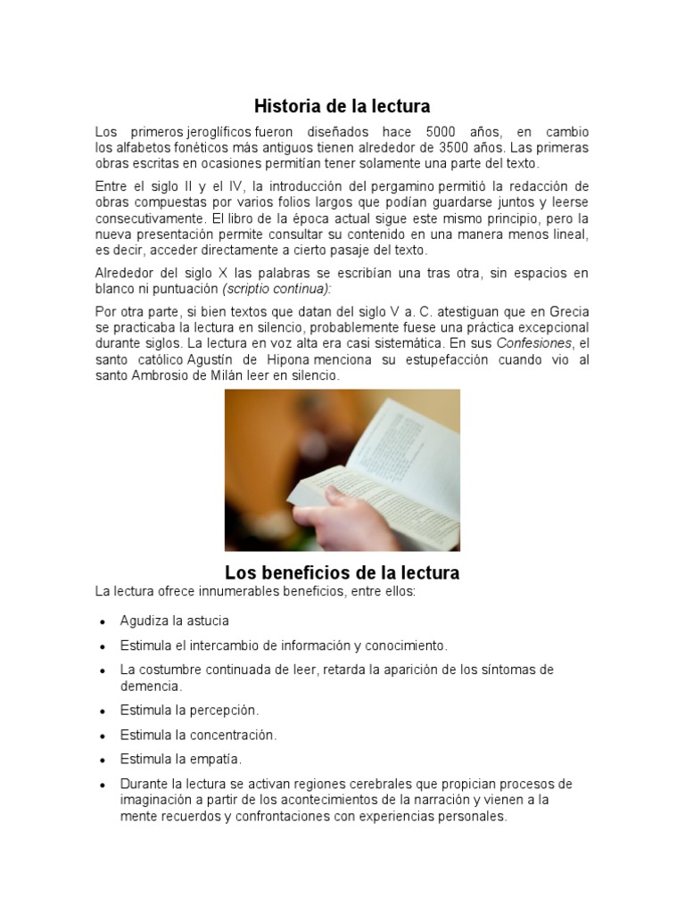 Historia de La Lectura | PDF | Escritura | Ciencia cognitiva