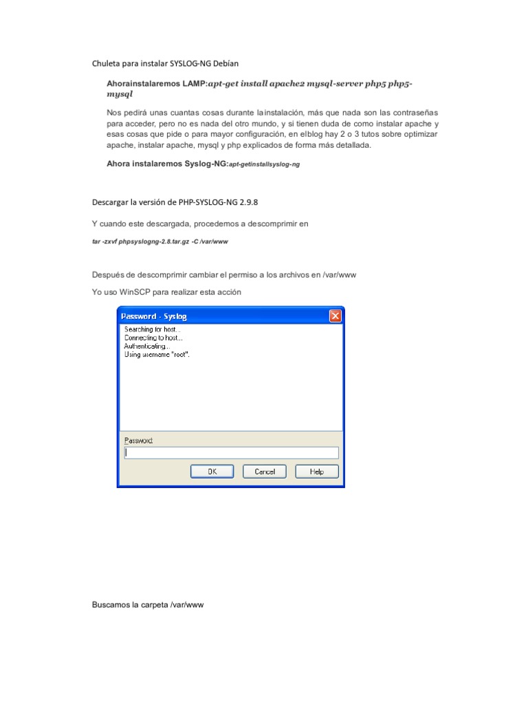 Chuleta para Instalar SYSLOG | PDF