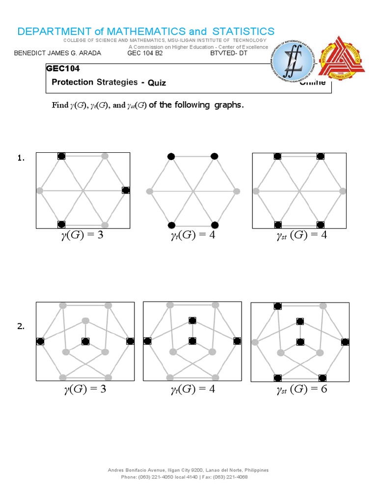 MSU-IIT Dept of Math & Stats: Graph Theory Problems | PDF