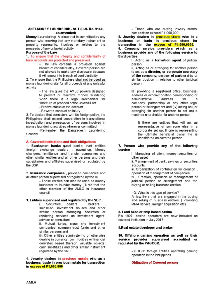 Anti Money Laundering Act | PDF