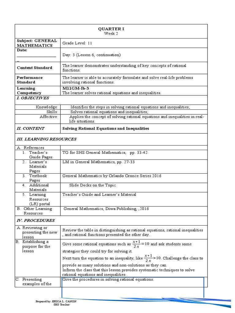 Week 2 Day 3 | PDF | Equations | Learning