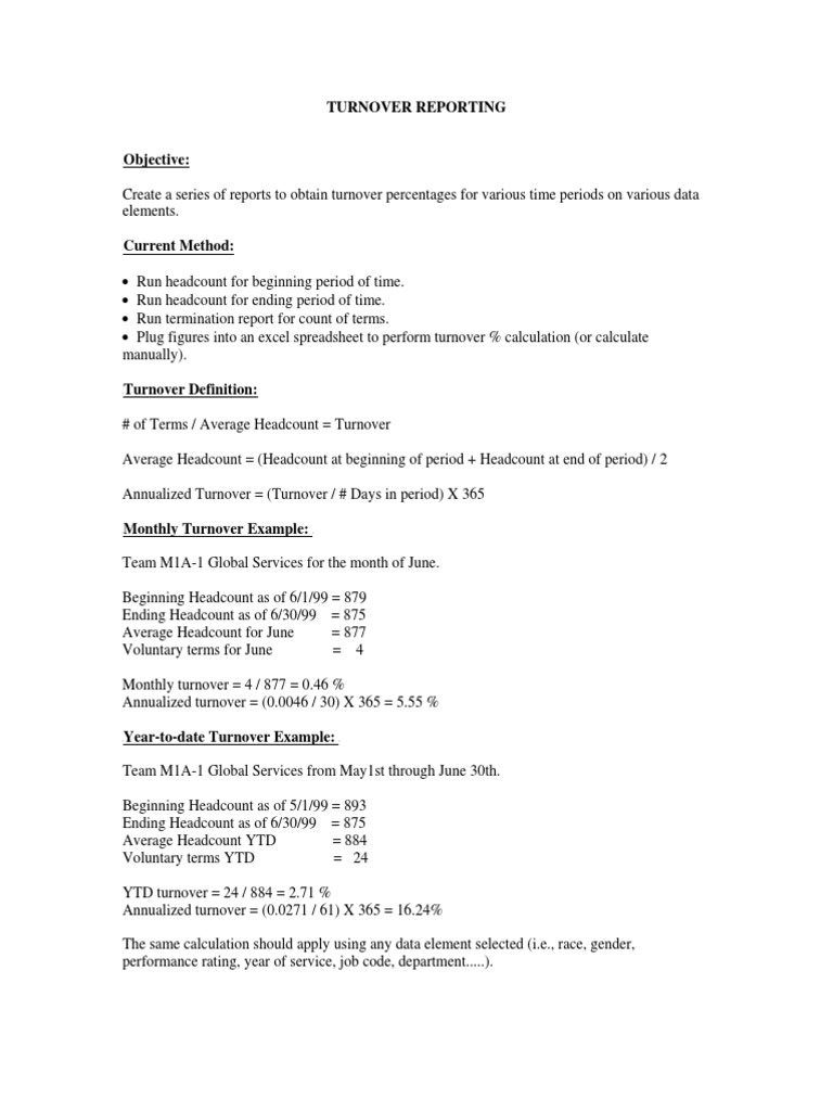 Examples Turnover Reporting | Turnover (Employment) | Layoff