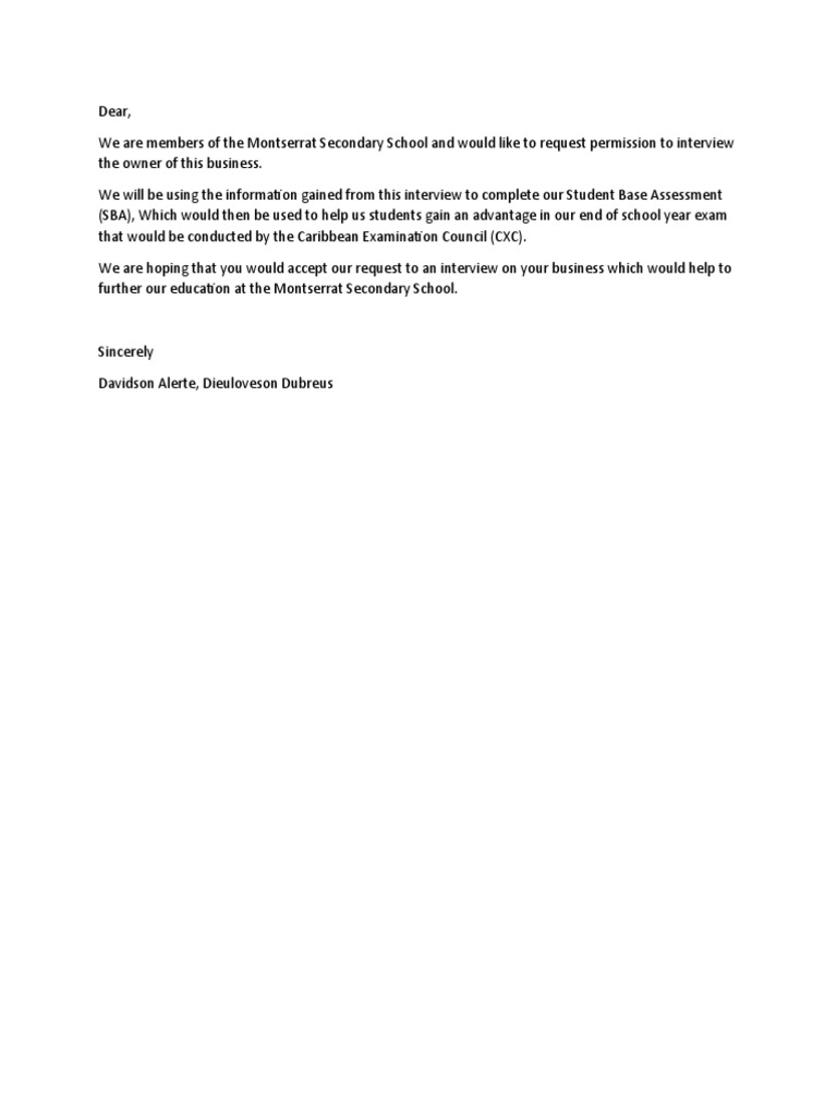 POB Interview Request Letter | PDF