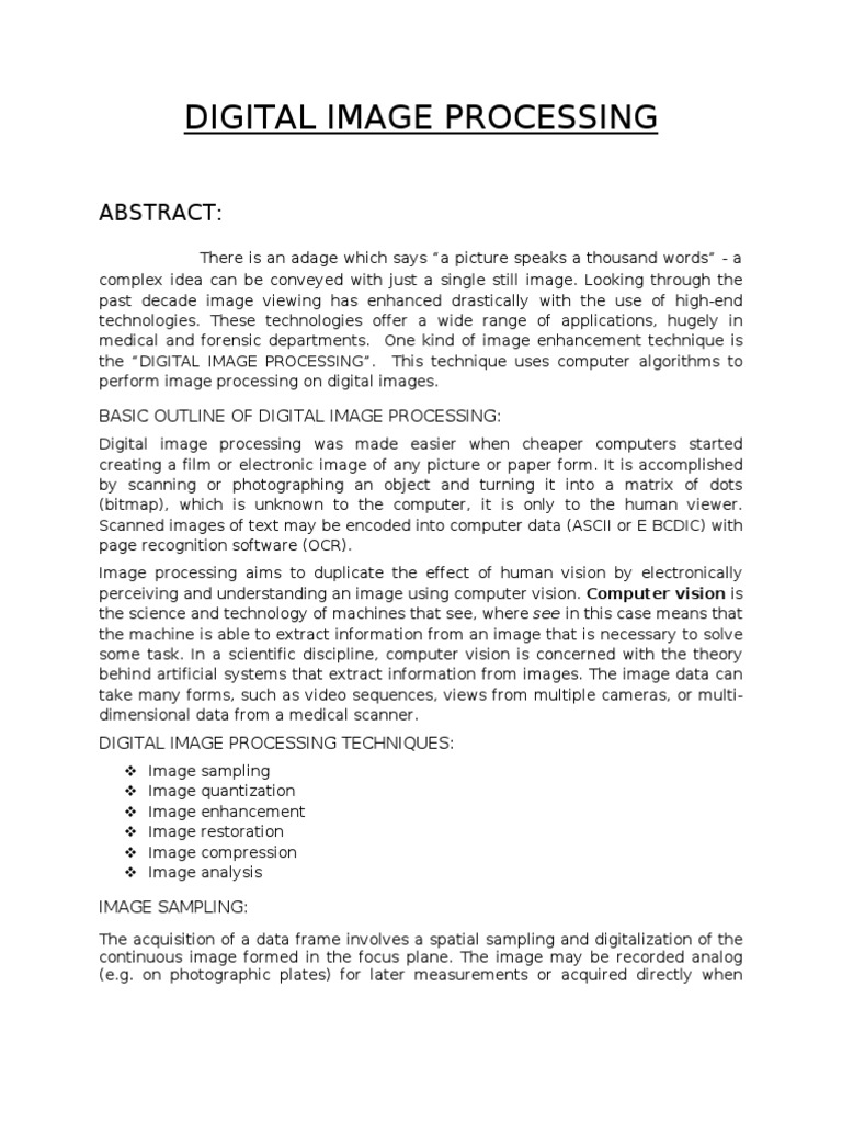 Digital Image Processing: Abstract | PDF | Data Compression | Computer ...