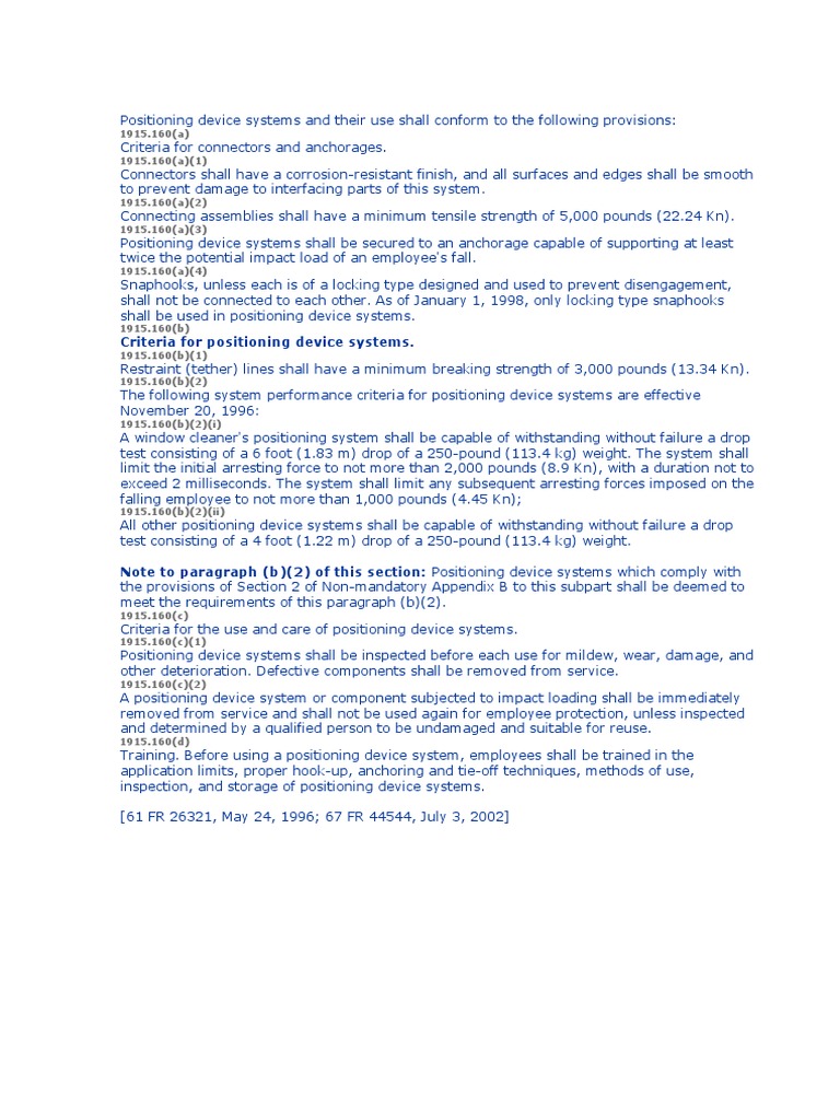 Positioning Device Systems. - 1915.160 | PDF