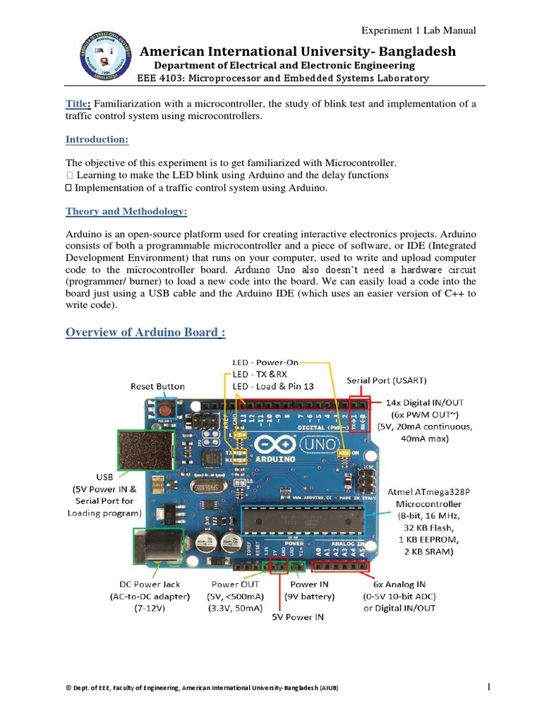Maes Lab - Exp 01 - Lab Manual - Fall 22-23 | PDF | Arduino | Electronics