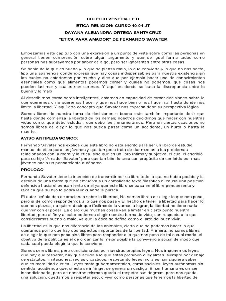 Etica para Amador Dayana Ortega 1001 LLLLL | PDF | Libertad | Moralidad